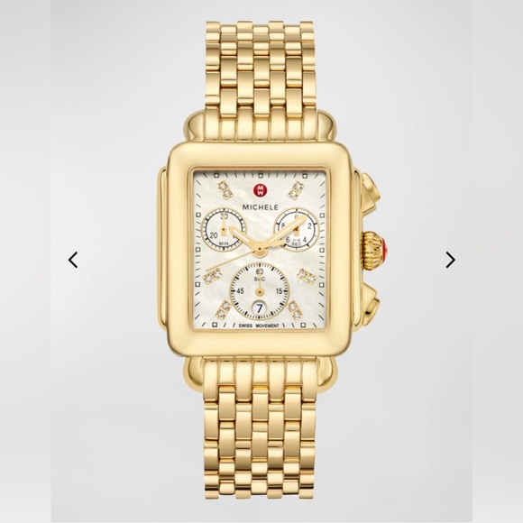 Michele | Accessories | Michele Deco Gold Watch | Poshmark